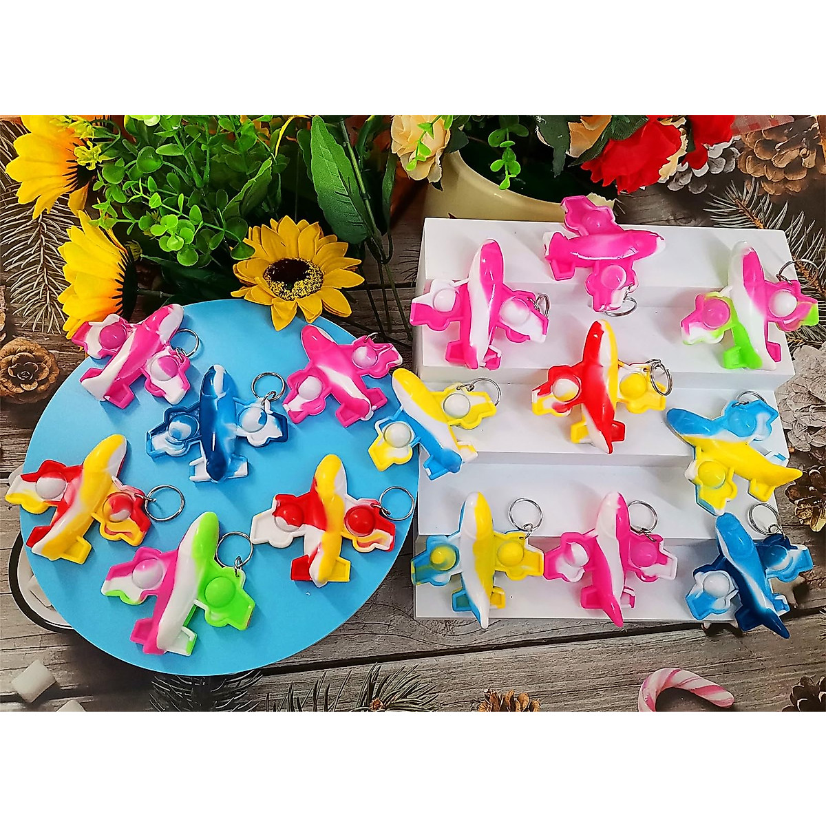 24 Packs Airplane Graduation Classroom Students Small Prize from Teacher,End of Year Summer Mini Pop for kids Fidget Party Favors