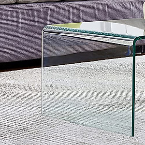 Premium Tempered Glass Coffee Table,Clear Coffee Table, Small Modern Coffee Table for Living Room,Match Well with Rug (39.4x19.7x13.8)