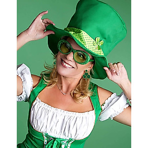 St Patricks Day Earrings Dangling Beaded Green Shamrock Earrings Handmade Lucky Clover Beer Glass Leprechaun Teardrop Drop Dangle Earrings Funny Irish Holiday Jewelry Gift for Women