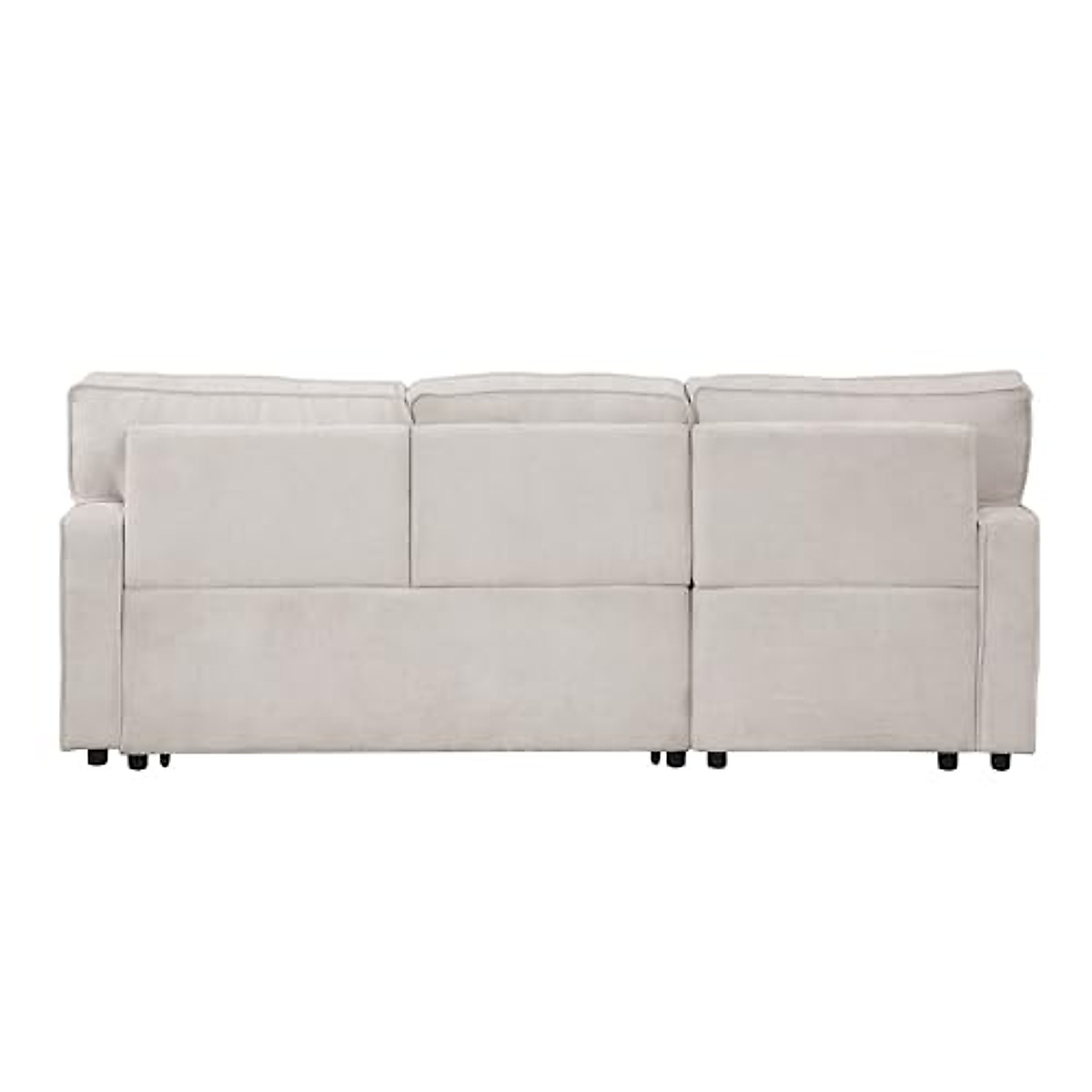 Multifunctional L-Shaped Sleeper Sectional Sofa with Pull Out Couch Bed and 2 Cupholders, Modular 3 Seaters Corner Sofa & Couch Convertible Sleep Sofabed W/Storage Chaise & USB Port for Living Room