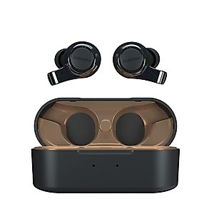 Jabees] Firefly Vintage Bluetooth Wireless Gaming Earbuds - Noise Cancelling Waterproof Headphones with 4 Mic for Call & Music - 40Hr Playtime with Charging Case, Low Latency, aptX, ENC(Black)