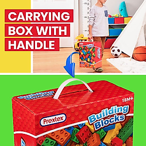 PREXTEX Building Blocks for Toddlers 1-3+ (50 Mega Blocks) Large Toy Blocks Compatible with Most Major Brands - Kids Toys Gift Set for All Ages (Boys & Girls)