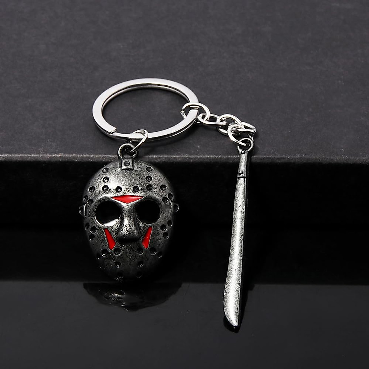 FunBoat Halloween Horror Jason Mask Keychain - Classic Horror Movie Costume Charm - Halloween Gifts for Women Men