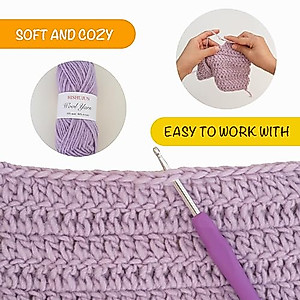 HISHUJUN, 20% Wool 80% Acrylic Wool Yarn, 4 Skeins, Soft Chunky Weight #5 for Crochet and Knitting, Each Skein1.76Oz (50g) / 55 Yrds (50m) (23 - Limestone)