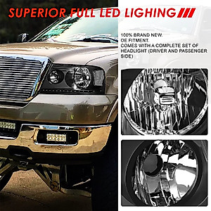 Auto Dynasty LED DRL Headlights Assembly Compatible with Lincoln Mark LT 2006-2008 Ford F-150 2004 2005 2006 2007 2008, Driver and Passenger Side, Black Housing Clear Lens