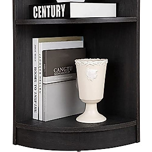 ICE ARMOR 5 Tier Corner Bookcase Wooden Display Bookshelf Storage Rack Multipurpose Shelving Unit for Living Room Home Office in Black Finish, (99JET100-2022-15)