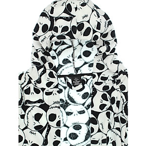 The Nightmare Before Christmas Jack Skellington Adult Plush Hooded Fleece Robe (Small/Medium, White)