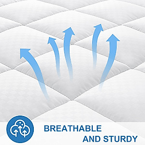 OLANLY Queen Quilted Fitted Mattress Pad - Elastic Fitted Mattress Topper - Cooling Soft Mattress Cover Stretches up to 21 Inches Deep, Machine Washable Mattress Protector (60x80 inch, White)