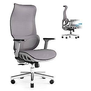 JOYFLY Big and Tall Office Chair, 450 lbs Ergonomic Office Chair for Heavy Duty with Lumbar Support & 3D Armrests, Home Office Desk Chairs with Extra Wide Seat, High Back Executive Chair,Adults,Grey
