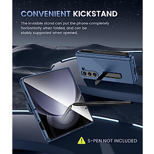 Caka Case for Galaxy Z Fold 5 Case with S Pen Holder & Screen Protector & Kickstand & Hinge Protection 360 Military Grade Shockproof Phone Cover for Samsung Galaxy Z Fold 5 - Blue