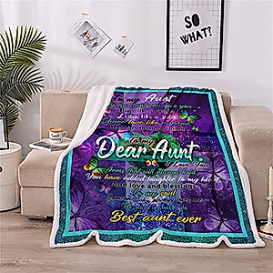 Aunt Gifts Blanket,Best Aunt Ever Gifts,Gifts for Aunt from Niece-Nephew, Birthday Christmas Valentines Day Gifts for Aunt Plush Soft Throw Blanket