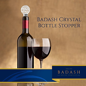 Badash Golf Ball Wine Bottle Stopper - 2" Long Mouth-Blown Lead-Free Clear Glass Stopper - Sparkling Wine Bottle Stopper for Liquor or Wine Glass Bottles