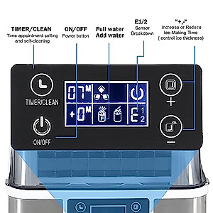 Countertop Ice Maker Countertop Ice Cube Maker Machine 2 Add Water Ways 24Pcs/13Mins, 45Lbs/24H, Self-Cleaning Portable Ice Maker with Ice Scoop & Basket Suitable for Your Home Kitchen and Bar Party