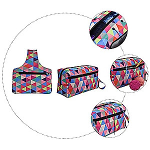 EXCEART 2Pcs Knitting Bag Printed Yarn Storage Oxford Cloth Organizer Tote Bag with Zipper Closure and Pocket for Knitting Needles Crochet Hooks Project