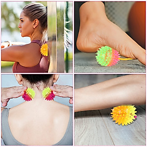 Haerbao 24 Pieces Light Up Bouncy Ball Light up Spike Rubber Ball Sensory Toy Flashing Spiky Sensory Stress Balls for Party Favors Student Gifts School Rewards(Corded)