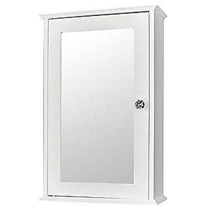 DOLFISH Bathroom Cabinet Wall Mounted, Multifunction and Space Saving for Bathroom Space MDF Painted Surface with Mirror Single Door and 2 Adjustable Shelves, White