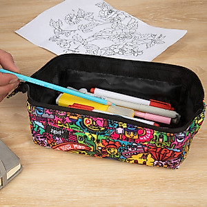 ZIPIT Lenny Pencil Case | Large Capacity Pencil Pouch | Pencil Bag for School, College and Office (Colorful)