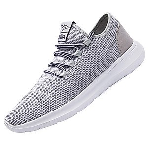 KEEZMZ Men's Running Shoes Fashion Breathable Sneakers Mesh Soft Sole Casual Athletic Lightweight Gray-43
