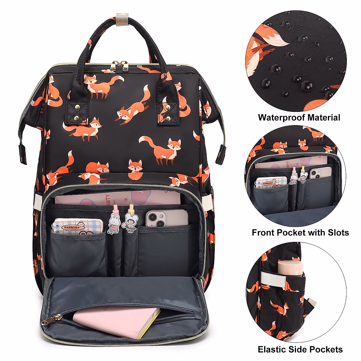 Dezcrab Fox Laptop Backpack for Women, College Bookbag School Backpack Work Business Travel 15.6 Inch Computer Backpacks