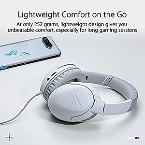 ASUS ROG Strix Go Core Moonlight White Gaming Headset | Hi-Res Audio, 3.5mm Jack, Volume and Mic Control, Lightweight Build, Compatible with PC, PS5, Xbox One, Nintendo Switch and Mobile Devices