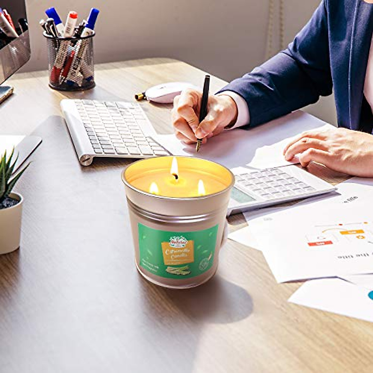 Citronella Candles Outdoor, Large 3 Wicks 20oz Natural Soy Wax Candles in Bucket for Porch Patio, 2 Packs