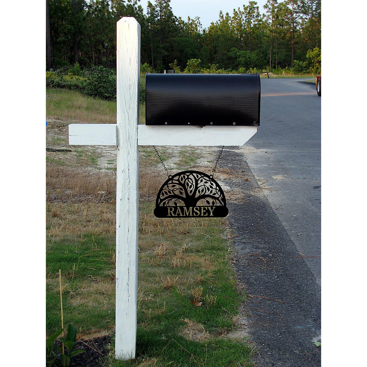 Personalized Tree of Life Hanging Metal Sign - Garden Flag Hanging Sign with Last Name - Custom Hanging Sign on Optional Adjustable 34-50" Pole for Outdoors Porch, Driveway