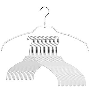 Mawa Reston Lloyd Silhouette Ultra-Thin Series, Non-Slip Space Saving Shirt Hanger, Style 42/FT, Pack of 20, White, 20 Count