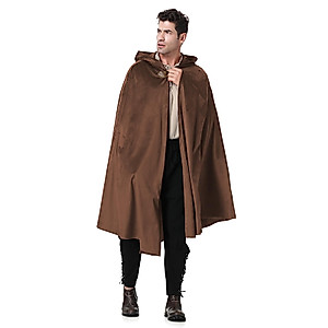 Colorful House Adult Northern knight Costume Cloak Gothic Witch Cloak Renaissance Medieval Capes(Brown,39")