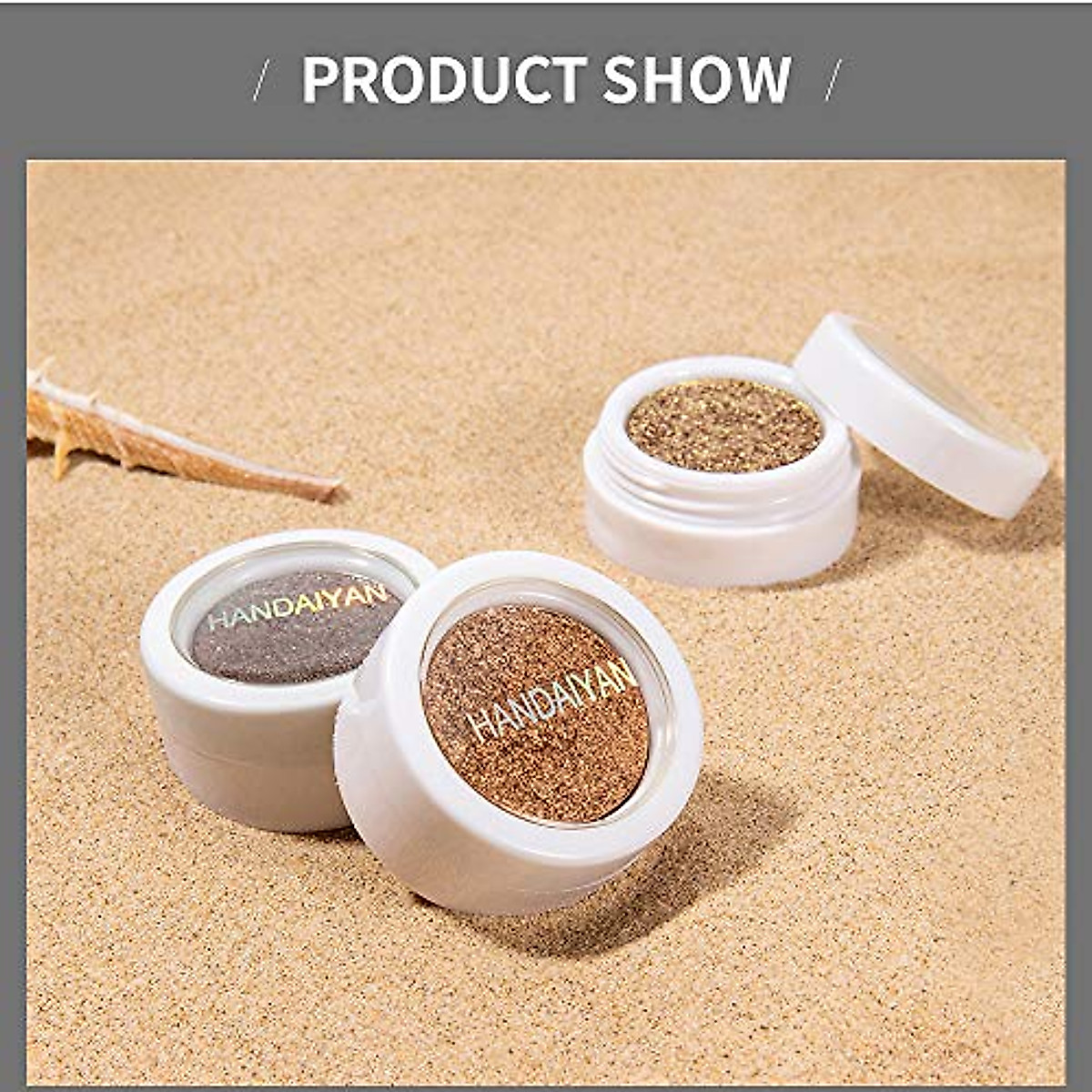 AKARY 12 Colors Glitter Eyeshadow, Mashed Potato Pearlescent Monochrome Eyeshadow Polarized Light Not Smudged Eye Shadow, Highly Pigmented Eye Makeup Cosmetics Gift for Women And Girls Eye Brightening Flash Powder (#03 Golden Brown)