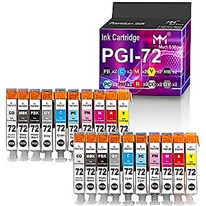 MM MUCH & MORE Compatible Ink Cartridge Replacement for Canon PGI72 PGI-72 to Used for Pixma Pro-10s Pixma Pro-10 Series Printers (20-Pack, 2 x Each PBK, MBK, C, M, Y, PC, PM, R, GY, CO) 2-Set