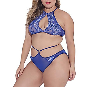 Toxz Fashionable Plus/Large Size Three-Point Lace-Necked T-Hong Women Sexy Underwear,Sheer Perspective Floral Embroidered,Corset Camisole