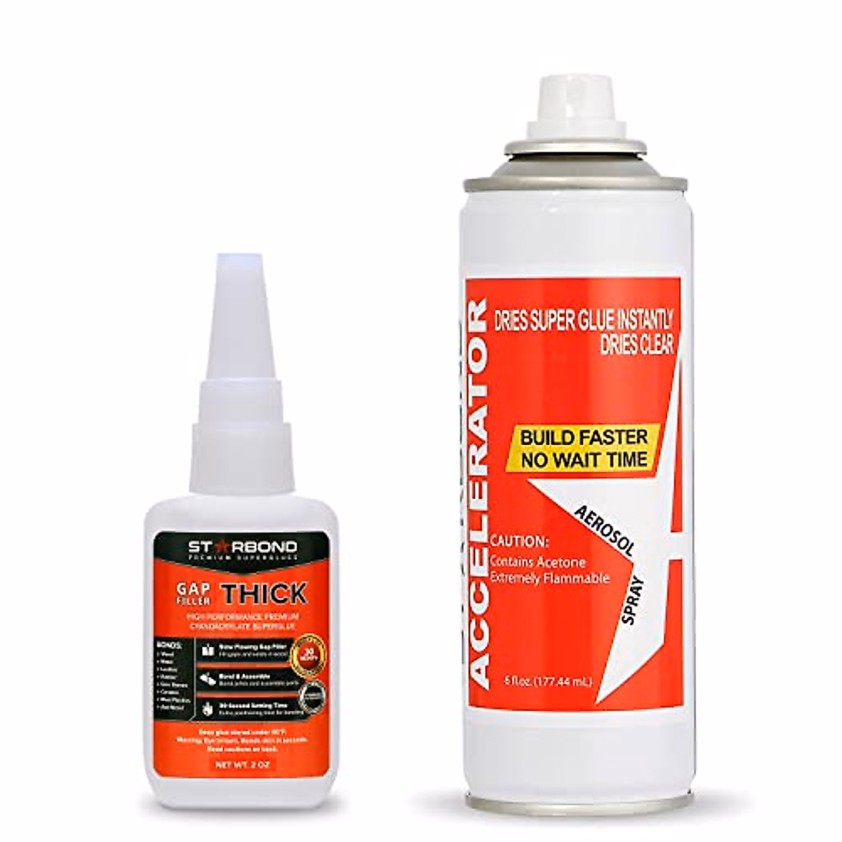Starbond 2 oz. Thick CA Glue with 6 oz. Aerosol Activator Bundle (Premium Cyanoacrylate Super Glue) for Mitre Joint Bonding, Woodworking, Carpentry, Archery Fletching