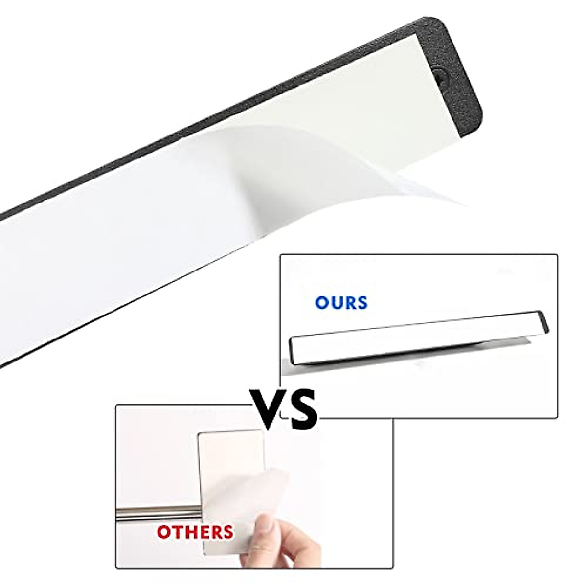 VETAID Towel Bar Self Adhesive Bathroom Towel Holder with 2 Pack Towel Hooks 15.6-Inch Stick on Wall Towel Rack No Drill Bath Towel Holder Sticky Towel Hanger Black