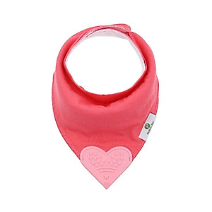 Baby Bandana Teething Bibs with Attached Silicone Teether - Set Of 4 - Solid Pinks