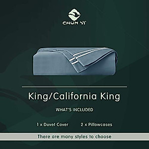 CHUN YI 3pcs King Bedding Duvet Cover Set Cotton Tencel Lyocell Bed Set, Duvet Cover King Cal King, 1 Duvet Cover and 2 Pillowcases, King/California King, Light Blue