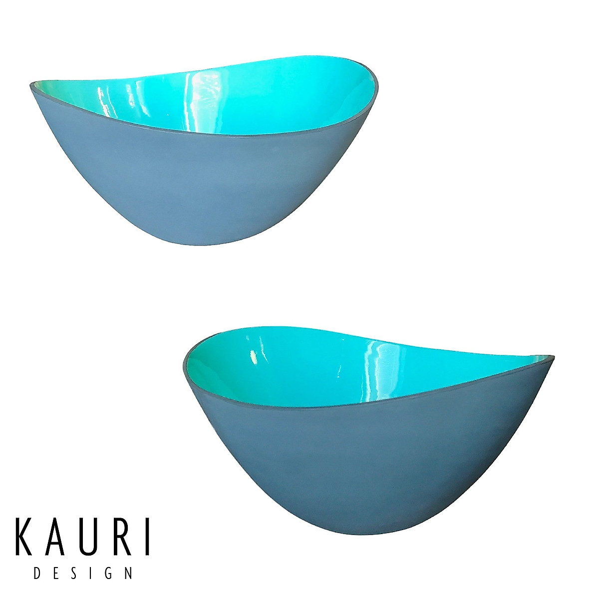 Large Teal and Grey Wave Salad Bowl | Over-Sized Ceramic Serving Bowl for Salad Mix, Chips, Pasta, and Family Dinners