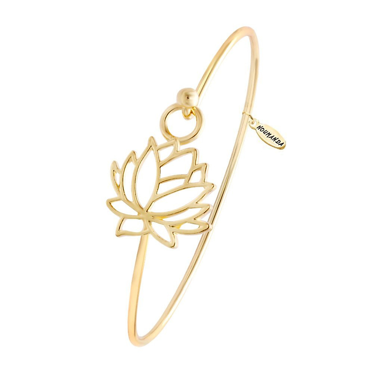 NOUMANDA Summer Style Pretty Lotus Flower Easy Open Hook Bracelet Bangle (gold)