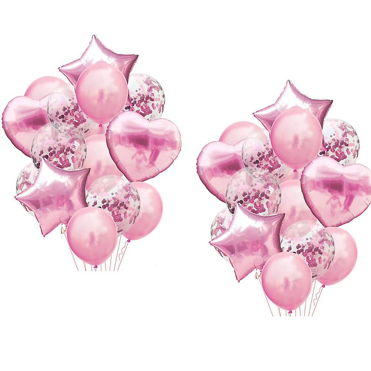 28Pcs Balloon Happy Birthday Party Decorations For Women Confetti Balloons 18" Star Heart Foil Balloons Wedding Decorations Helium Ballons Girl Boy Baby Shower (pink)