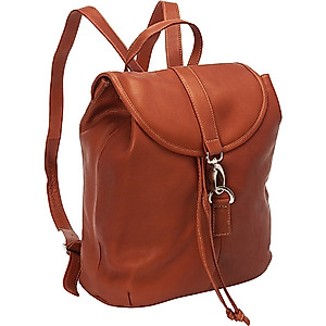 Piel Leather Medium Drawstring Backpack, Saddle, One Size