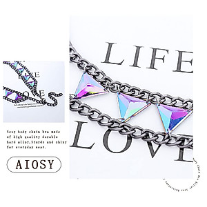 Aiosy Boho Body Chain Bra Silver Sexy Rhinestone Bikini Bra Body Halter Backless Sequins Chain Bra Beach Body Accessories Jewelry for Women (Top)