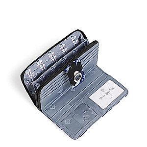 Vera Bradley Women's Cotton Turnlock Wallet With RFID Protection, Plum Pansies - Recycled Cotton, One Size