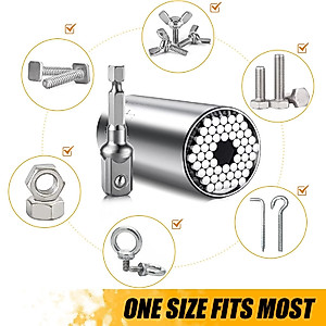 Stocking Stuffers White Elephant Christmas Gifts for Adults Men-Super Universal Socket Tools for Him Teens, Wrench Set Unscrew Any Bolt-Silver