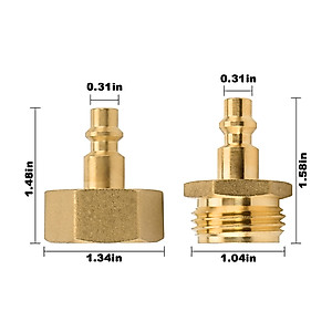 SILATU Air Compressor 1/4" Blow Out Plug - GHT 3/4" Hose to Air Compressor Fitting, BV Water Line Blowout Adapter Camper, RV, Travel Trailer, 2PCS