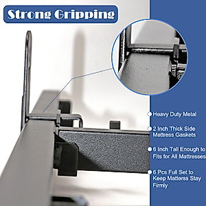 Mattress Gaskets for Metal Bed Frame Non Slip Mattress Holder Mattress Stoppers to Prevent Sliding 6pcs Anti-Slip Baffle Extra Heavy Duty Mattress Retainer Bar for Adjustable Bed