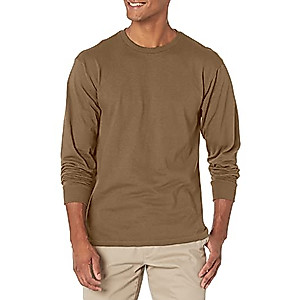 Soffe Men's Long-Sleeve Cotton T-Shirt, Army Brown, Large