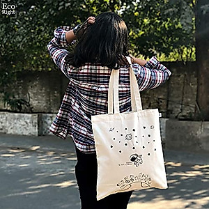 Ecoright Aesthetic Canvas Tote Bag for Women, Cute, Reusable Cotton Bags for School, Gym, Shopping, Beach & Groceries, Gifts