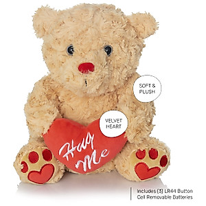 Valentine's Teddy Bear Gag Farting - Brown Plush Bear with Red Hug Me Love Heart Dirty Talking Valentines Day Funny Farting Stuffed Animal Girlfriend Boyfriend Anniversary Get Well Gift 11"