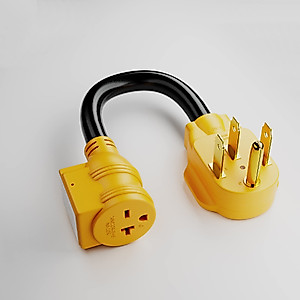 MECMO NEMA 14-50P to NEMA 6-20R for Tesla EV Charging Adapter with Surge Protector Breaker, 1FT 50A 14-50P RV/Generator/Range Plug to 6-15/20R Home Outlet with 20A Breaker