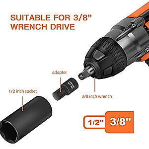 ARTIPOLY 20 Pieces 1/2" Drive Metric Deep Impact Socket Set,10mm-24mm no skip, Includes Extension Bars, Universal Joint and Adapter, 6 Point Design, Meets ANSI Standards