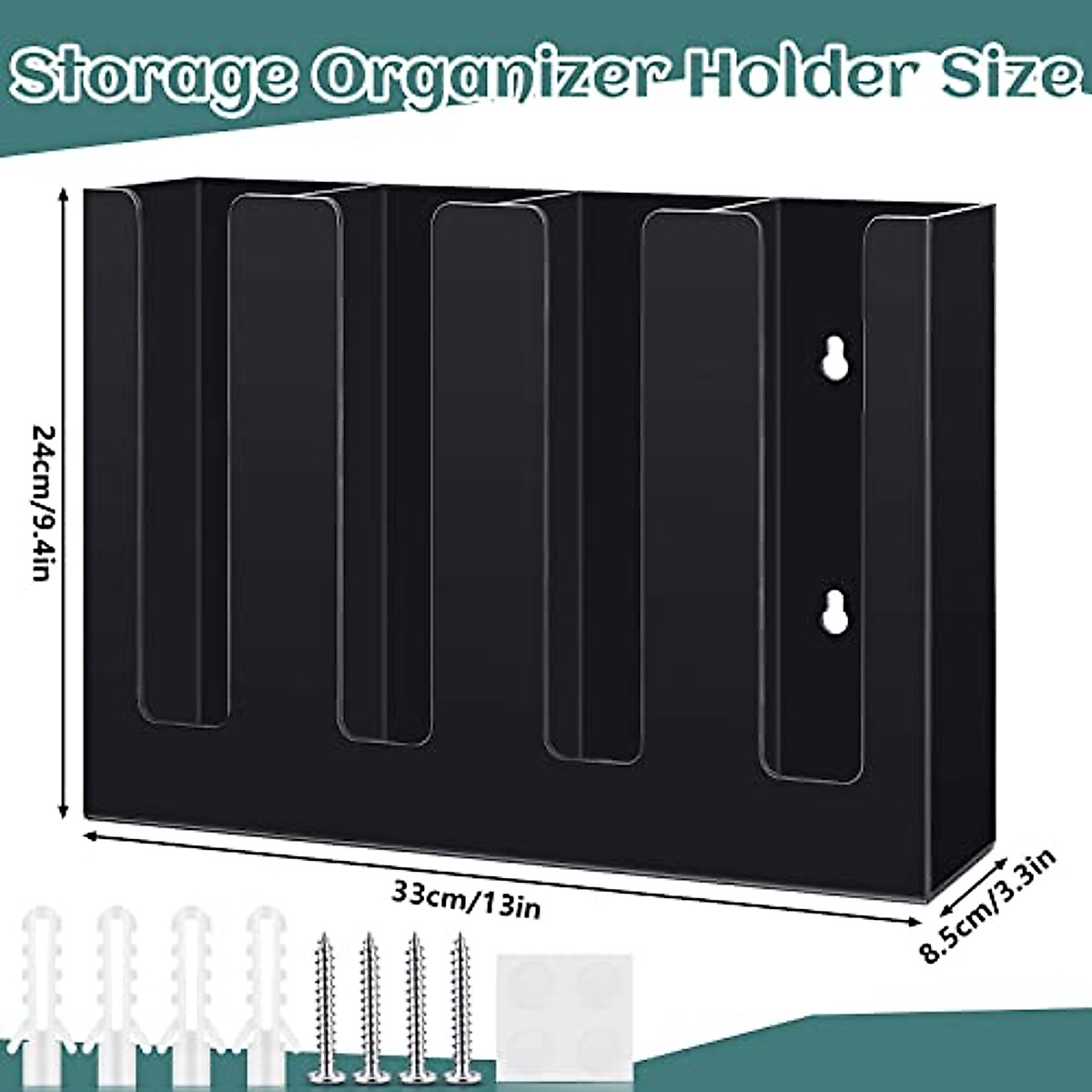 Cup Lid Organizer Acrylic Sauce Cup Dispenser 4 Compartments Countertop or Wall Mountplastic Sauce Cups and Lids Organizer Storage Holder Restaurant Supplies for Party Kitchen (Black)